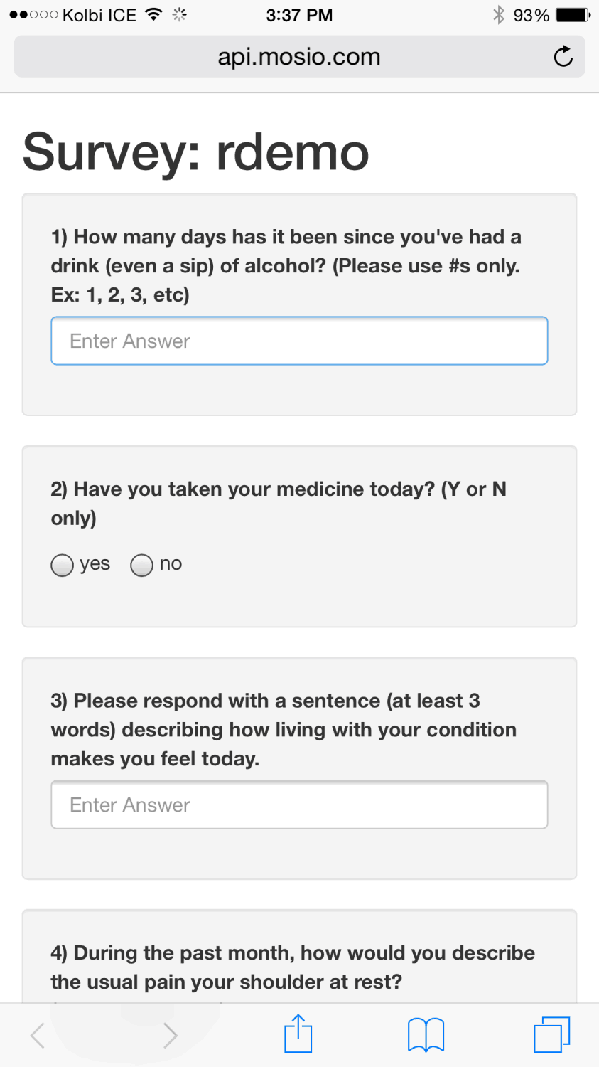 Text Message & Mobile Web Surveys for Clinical Research